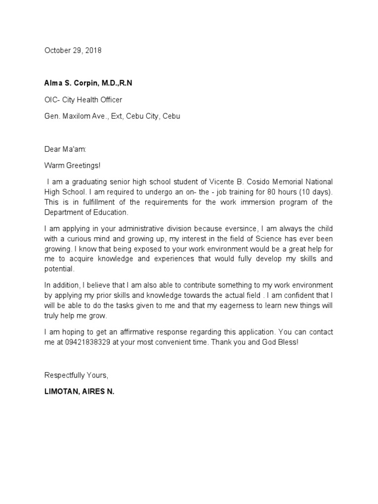 application letter aish | PDF