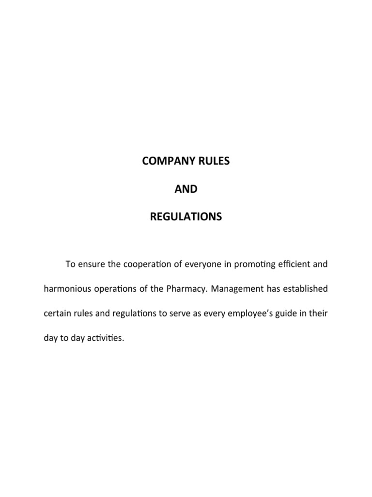 Company Rules AND Regulations | PDF | Pharmacy | Medical Prescription