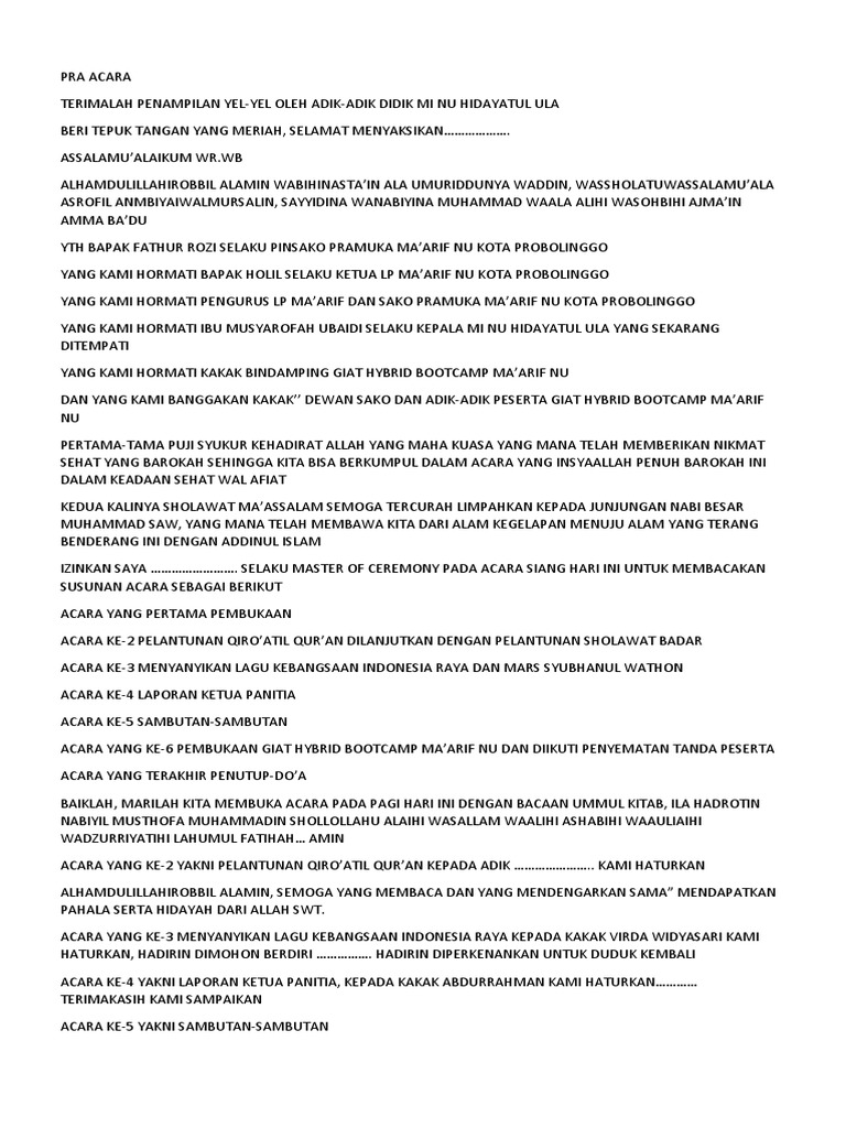 Susunan Acara MC | PDF