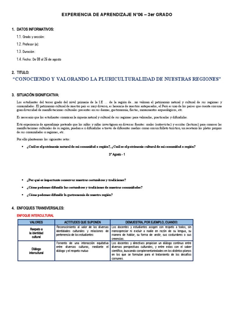 3 Grado Experiencia De Aprendizaje N 06 Pdf Geometría Aprendizaje