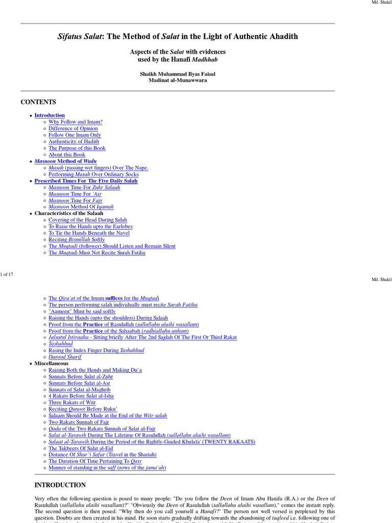 Hanafi Salat Practices Explained | PDF | Hadith | Ali