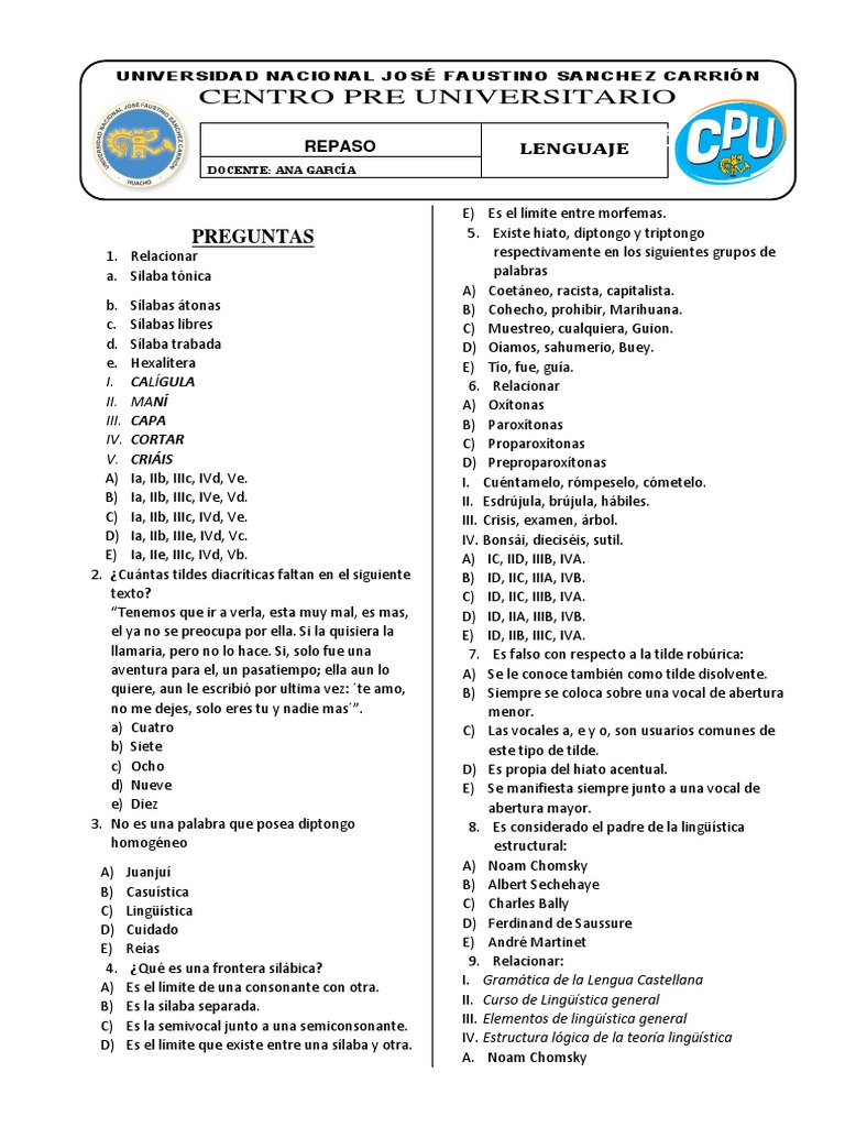 Lenguaje Repaso Cpu | PDF | Lingüística | Ciencia cognitiva