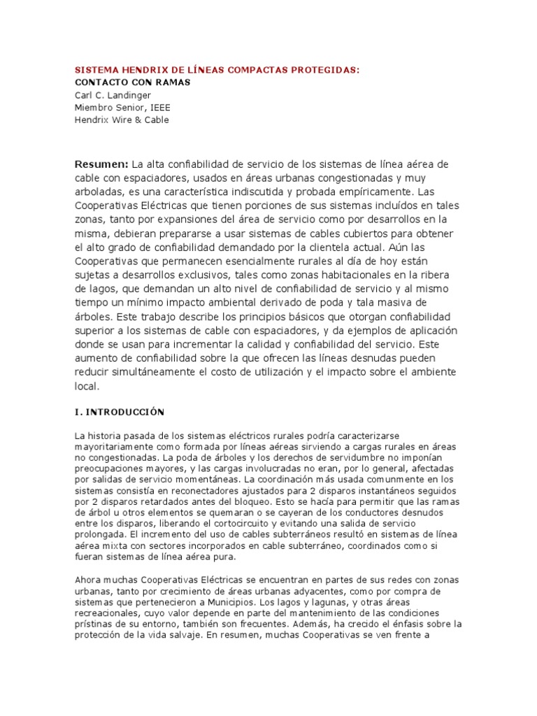 Sistema Hendrix de Líneas Compactas | PDF | Corriente eléctrica ...