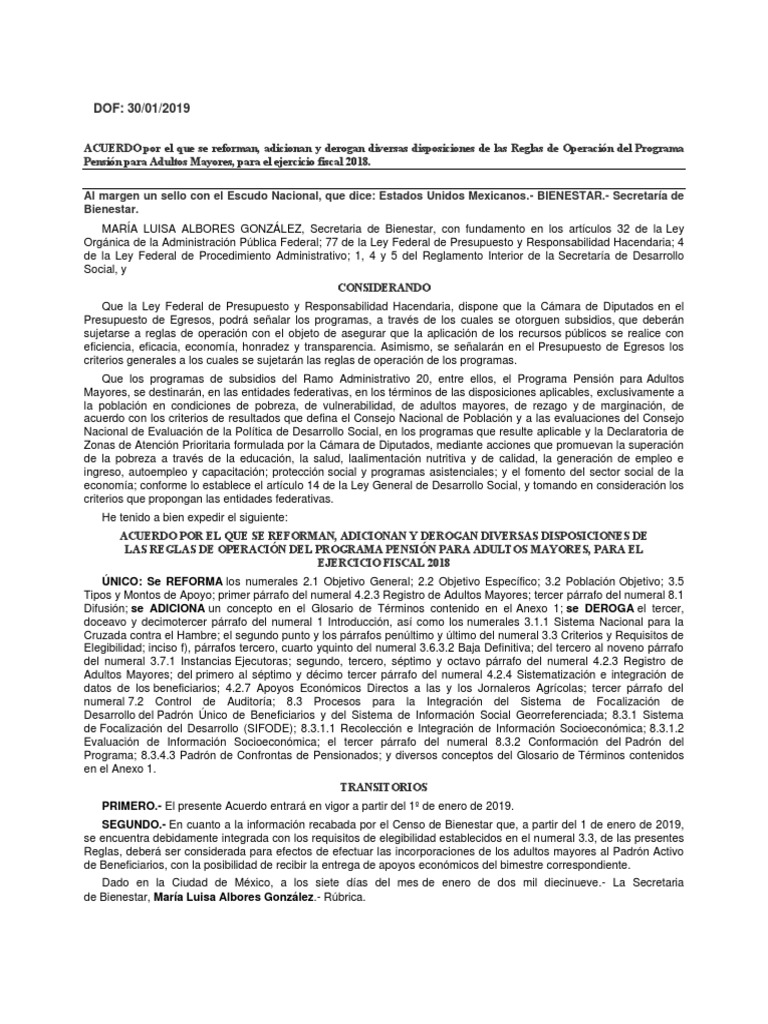 ACUERDO Por El Que Se Reforman Adicionan y Derogan Diversas Disposiciones de Las Reglas de ...