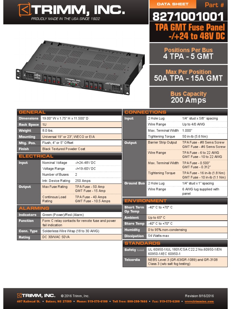 TPA GMT Fuse Panel - /+24 To 48V DC | PDF | Fuse (Electrical) | Amplifier