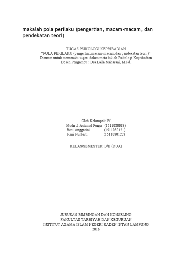 Makalah Pola Perilaku | PDF