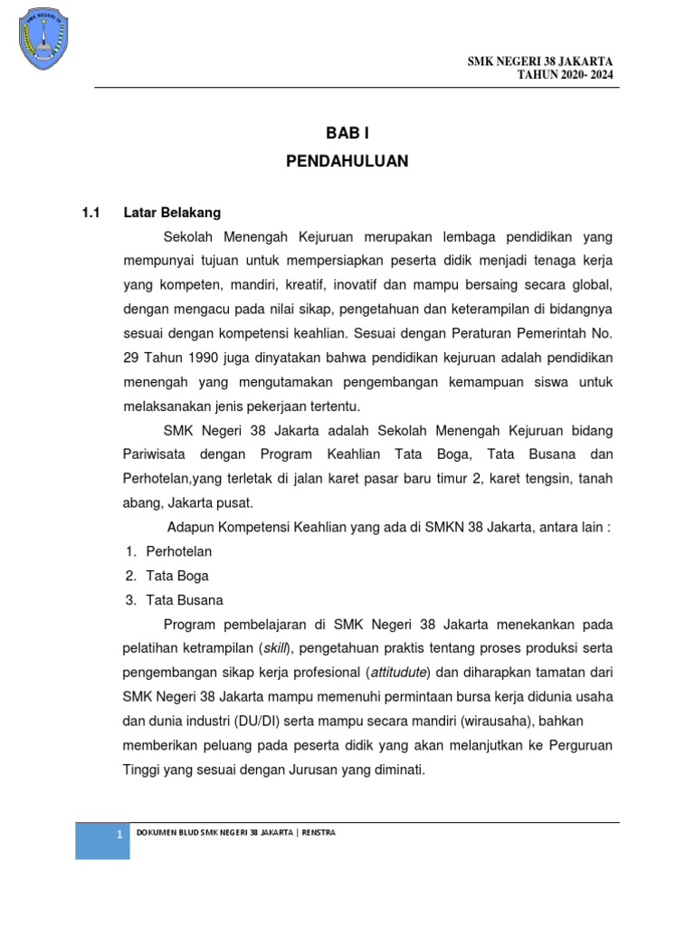 Rencana Strategis SMK Negeri 38 Jakarta | PDF | Bisnis