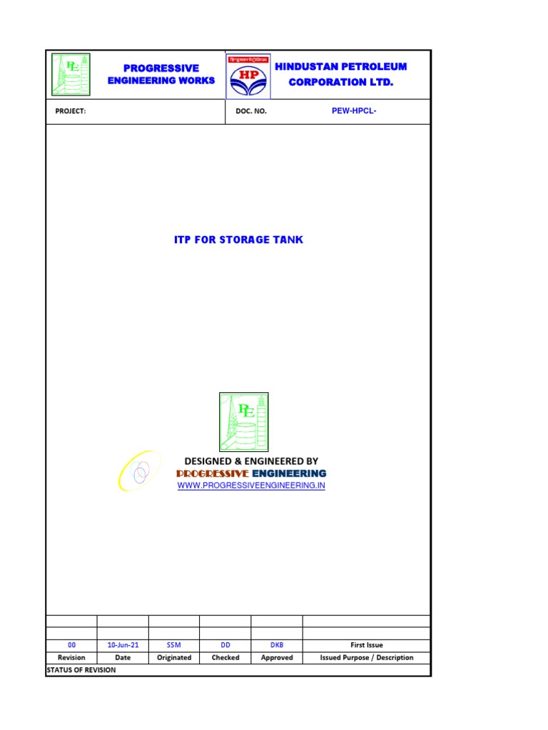 ITP For Storage Tank According To API650 | PDF | Welding | Construction