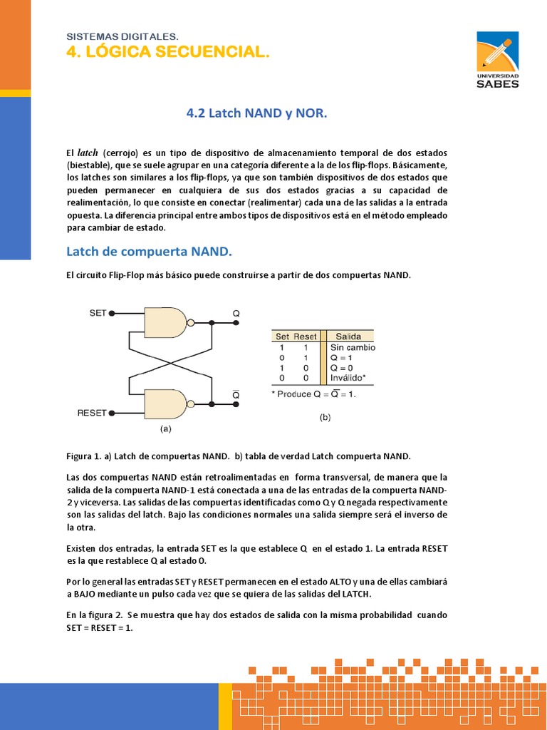 4.2 Latch NAND y NOR. | PDF | Puerta lógica | Electricidad