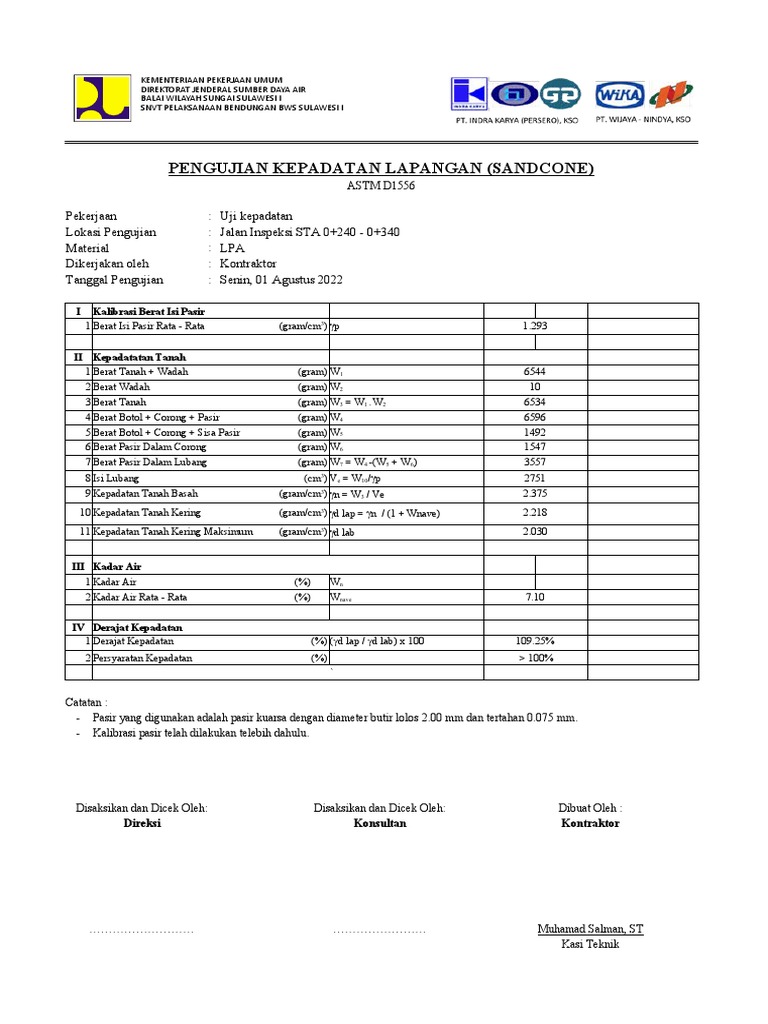 Laporan Uji Kepadatan Tanah | PDF
