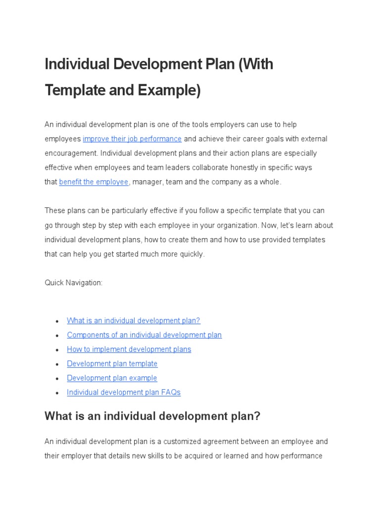 Individual Development Plan Guide | PDF | Goal | Employment