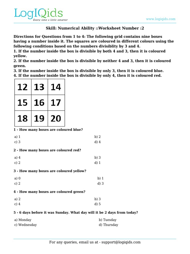 Numerical Ability Worksheet 2 | PDF | Mathematics