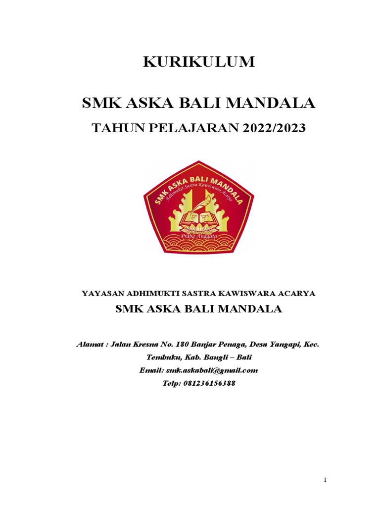 KURIKULUM Tahun Ajaran 2022-2023 | PDF | Karier & Perkembangan