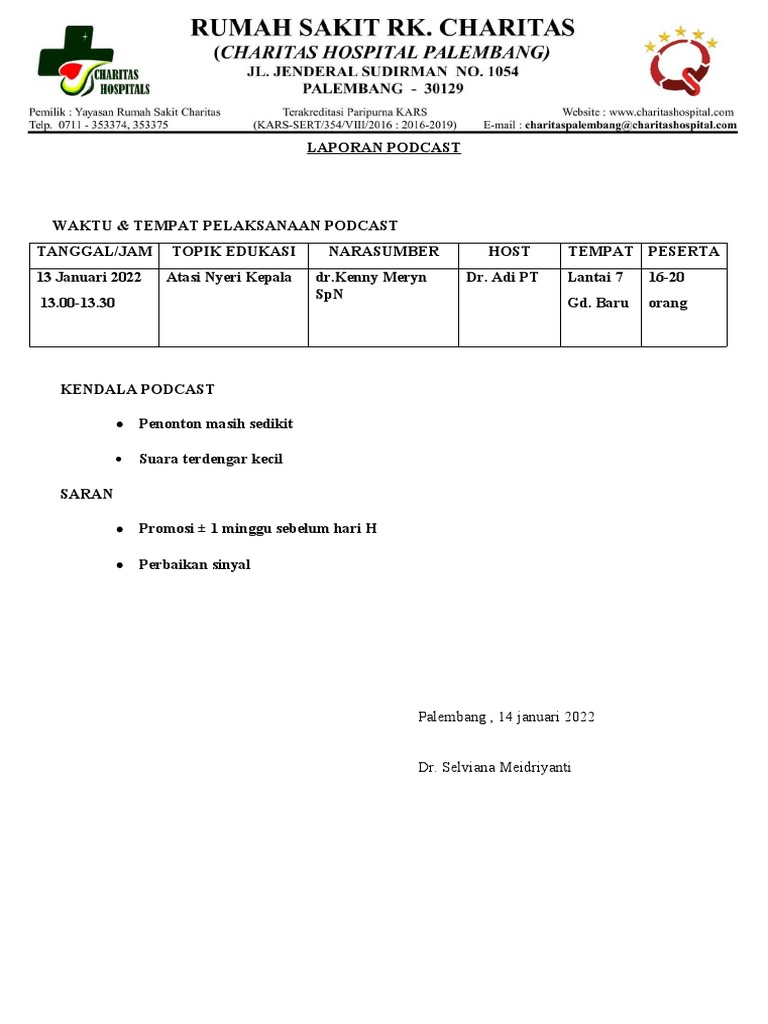Laporan Podcast Edukasi Kesehatan 2022 | PDF