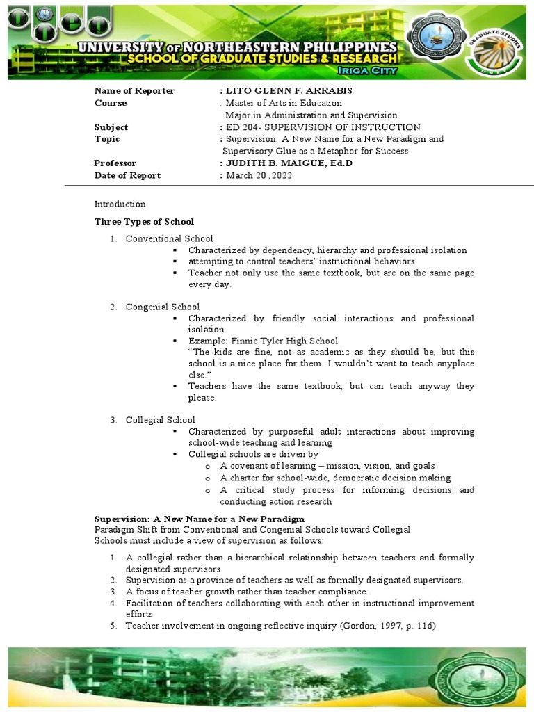 Collegial Supervision in Education Reform | PDF | Teachers | Teaching ...