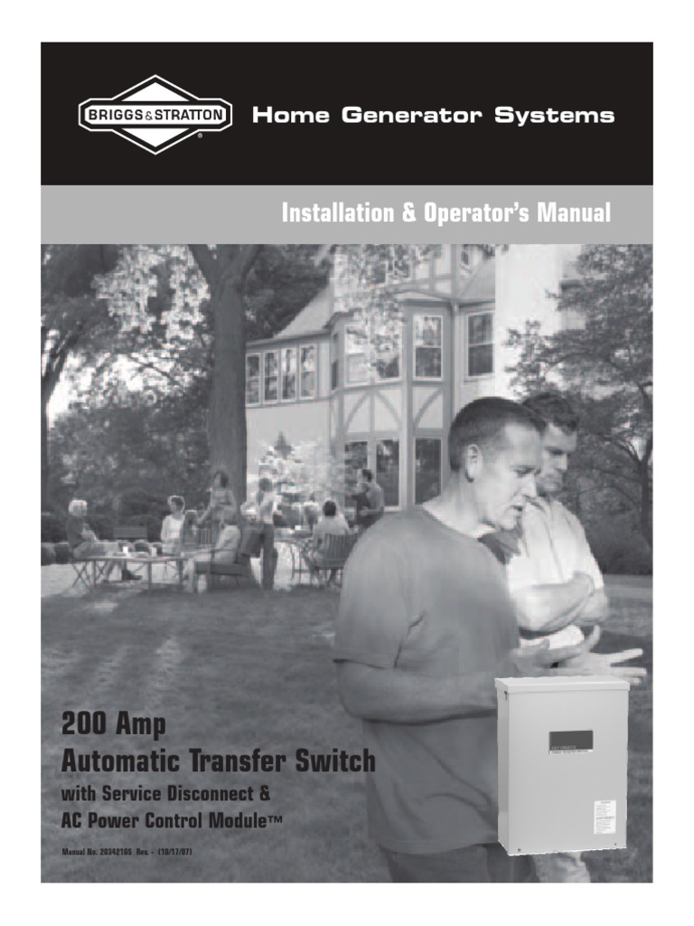 200 Amp Automatic Transfer Switch: Installation & Operator's Manual ...