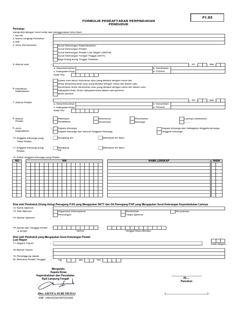 Formulir f1 03 | PDF