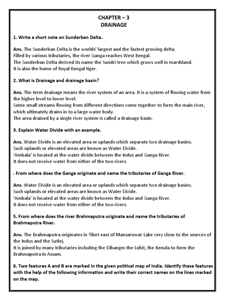 Chapter - 3 Drainage | PDF | River | Indus River