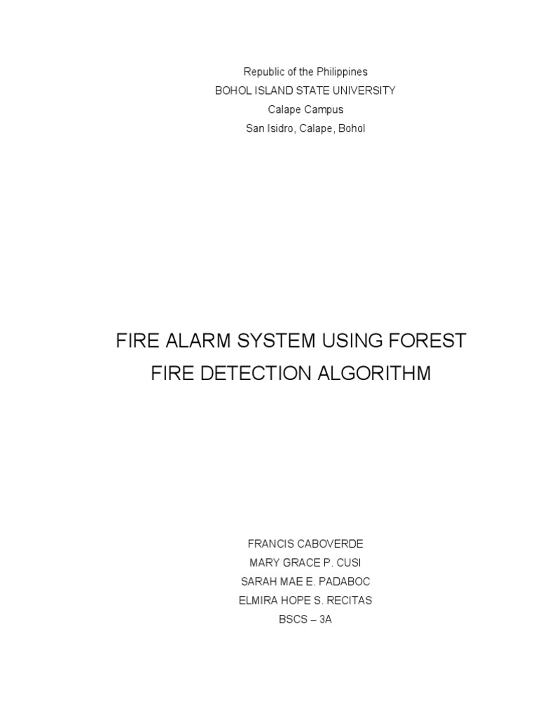 Fire Alarm System Using Forest Fire Detection Algorithm Pdf Computer Science Computing