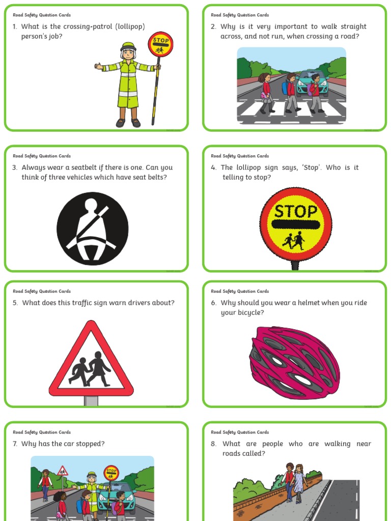 Road Safety Question Cards | PDF | Road Traffic Safety | Seat Belt