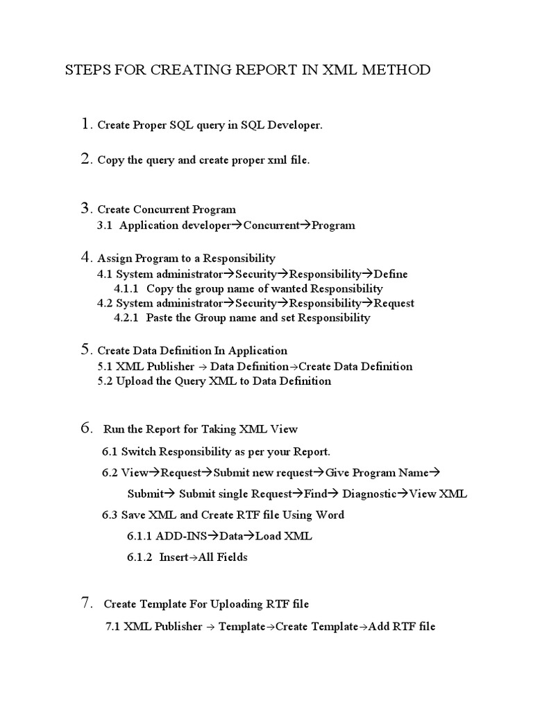 Steps For Creating Report in XML Method | PDF | Computers