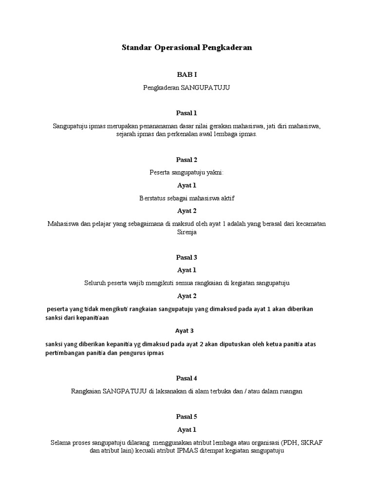 Sop Pengkaderan | PDF