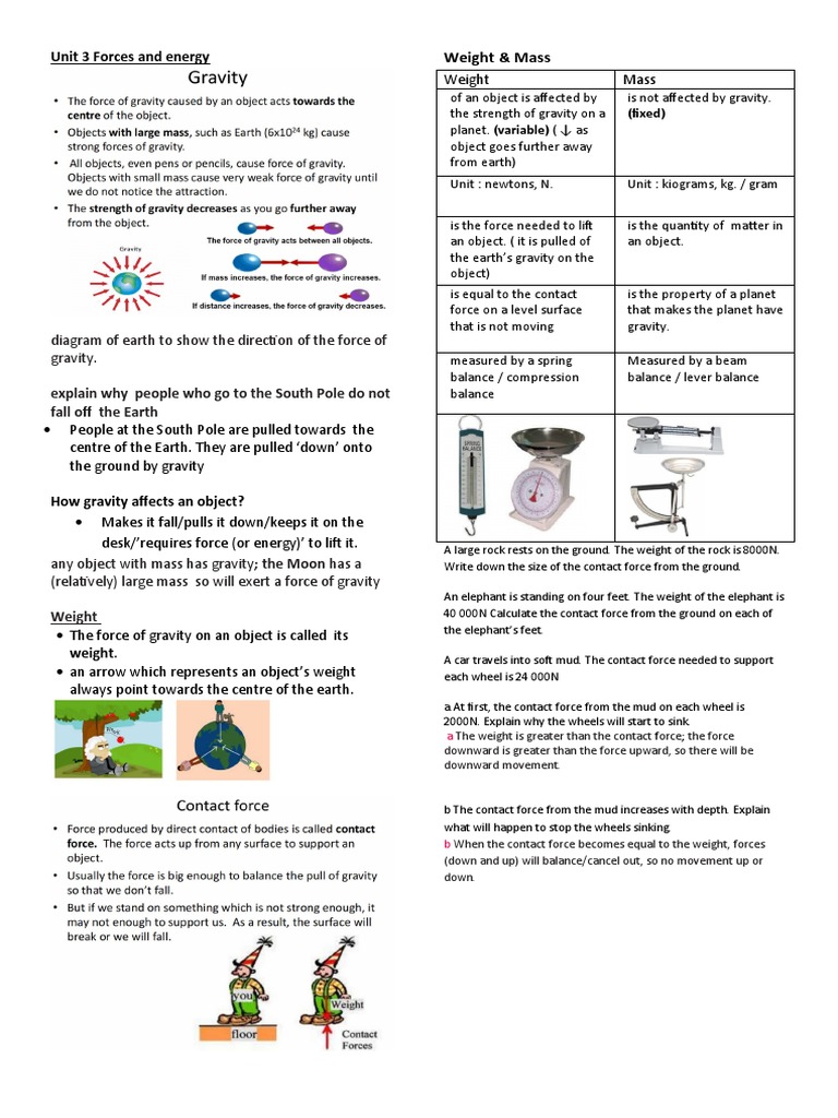 Unit 3 Forces and Energy | PDF | Tide | Weight