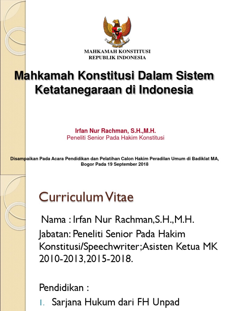 Peran Mahkamah Konstitusi RI | PDF