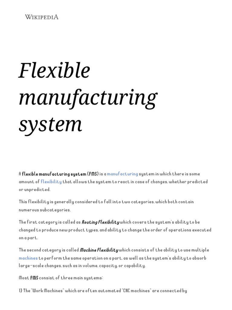 Flexible Manufacturing System - Wikipedia | PDF | Computing | Computer ...