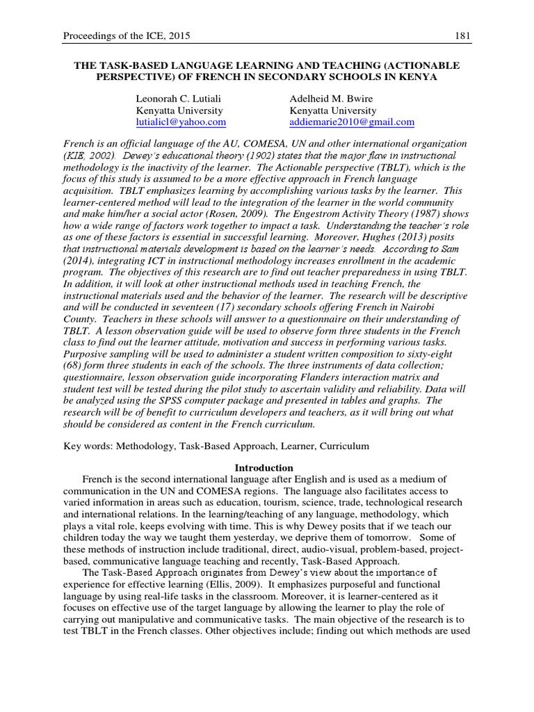 The Task-Based Language Learning and Teaching | PDF | Teaching Method ...