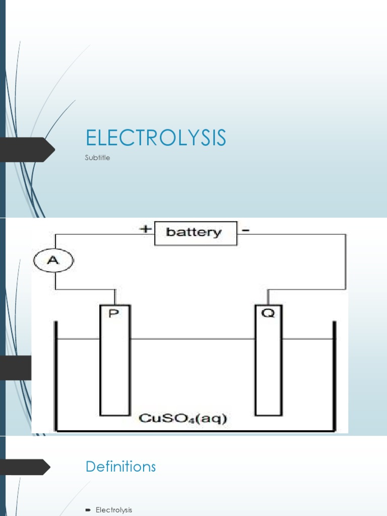 Electrolysis | PDF | Electrolyte | Anode