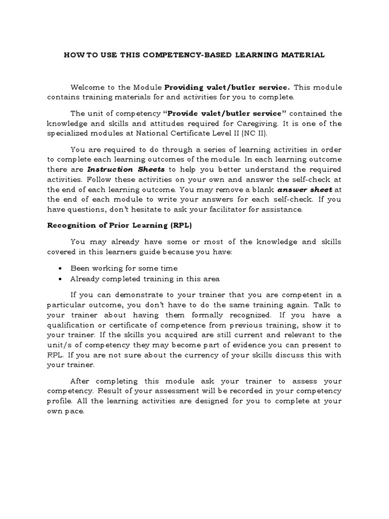 How To Use This Competency-Based Learning Material | PDF | Learning | Behavior Modification