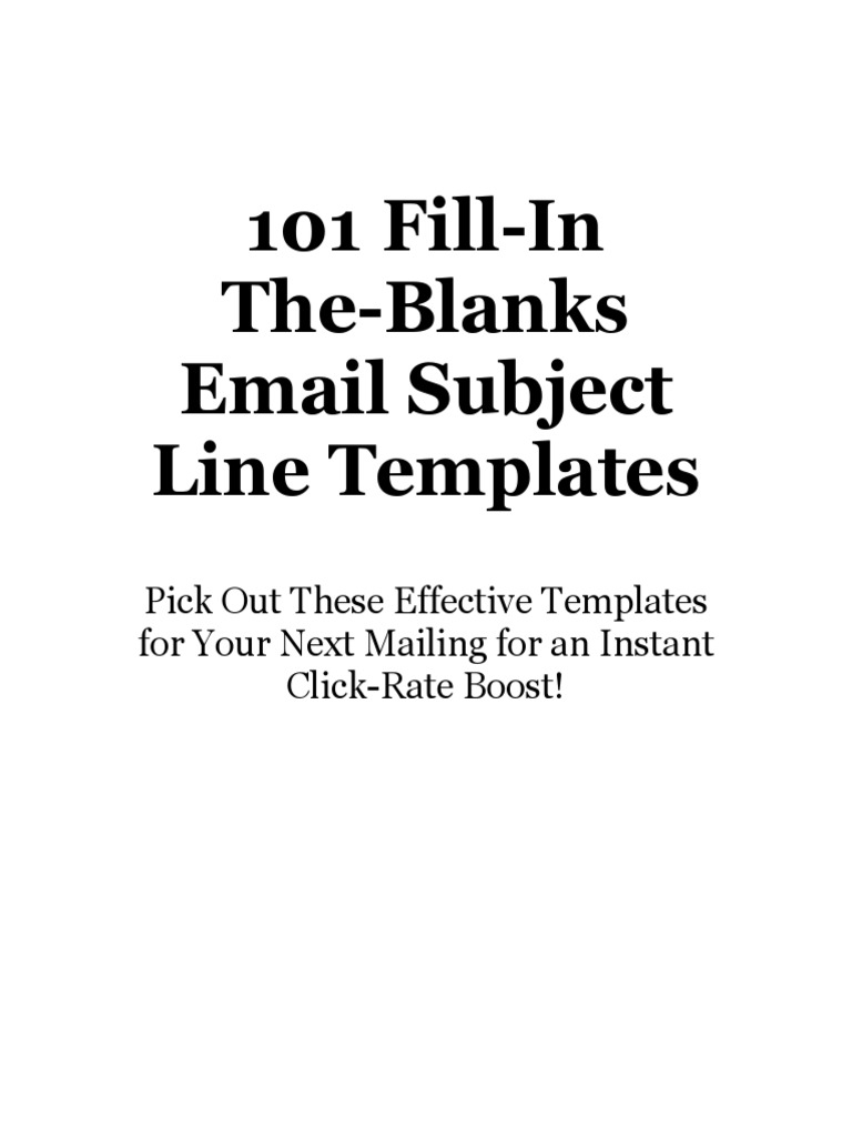 101 Fill-In The-Blanks Email Subject Line Templates | PDF