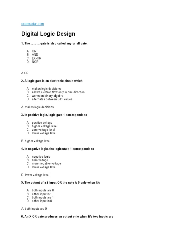 Digital Logic Design | PDF | Logic Gate | Electronic Circuits
