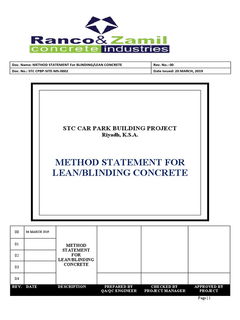 Method Statment FOR BILINDING WORK | PDF | Concrete | Personal ...