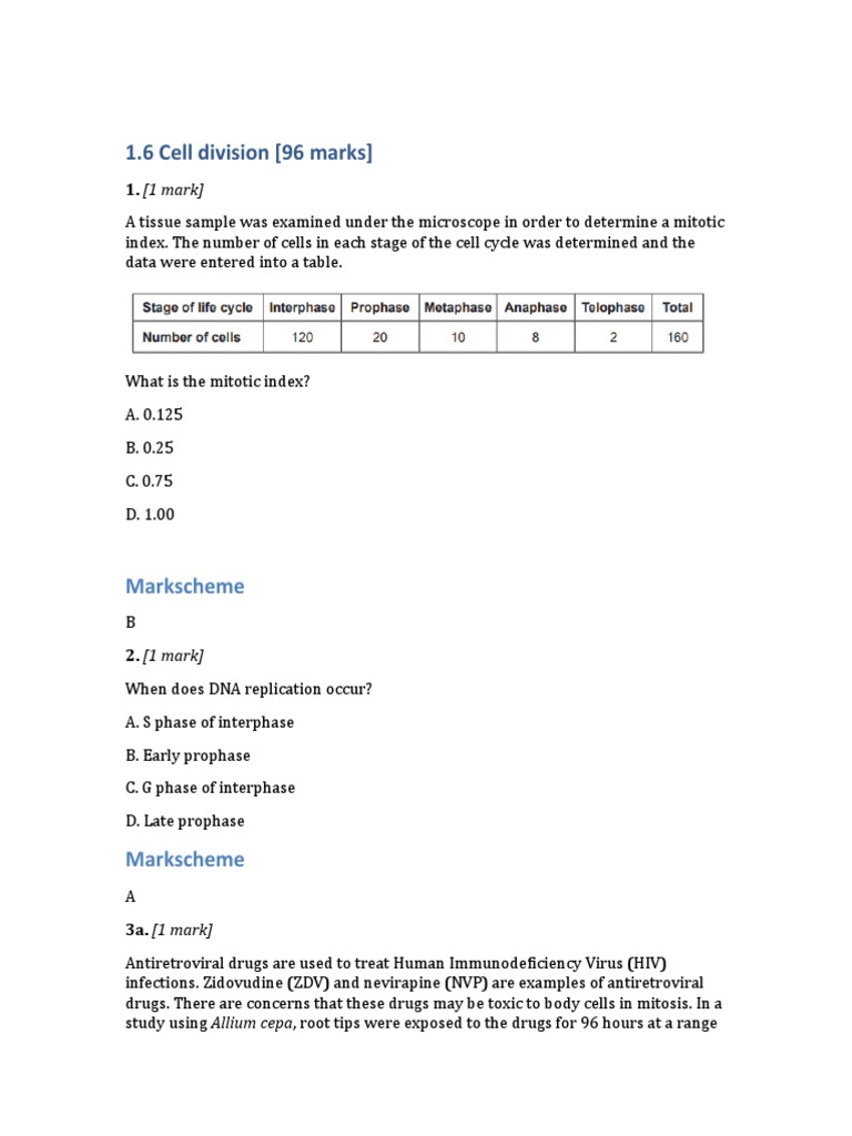 1.6 Cell Division - Answers | PDF | Mitosis | Meiosis