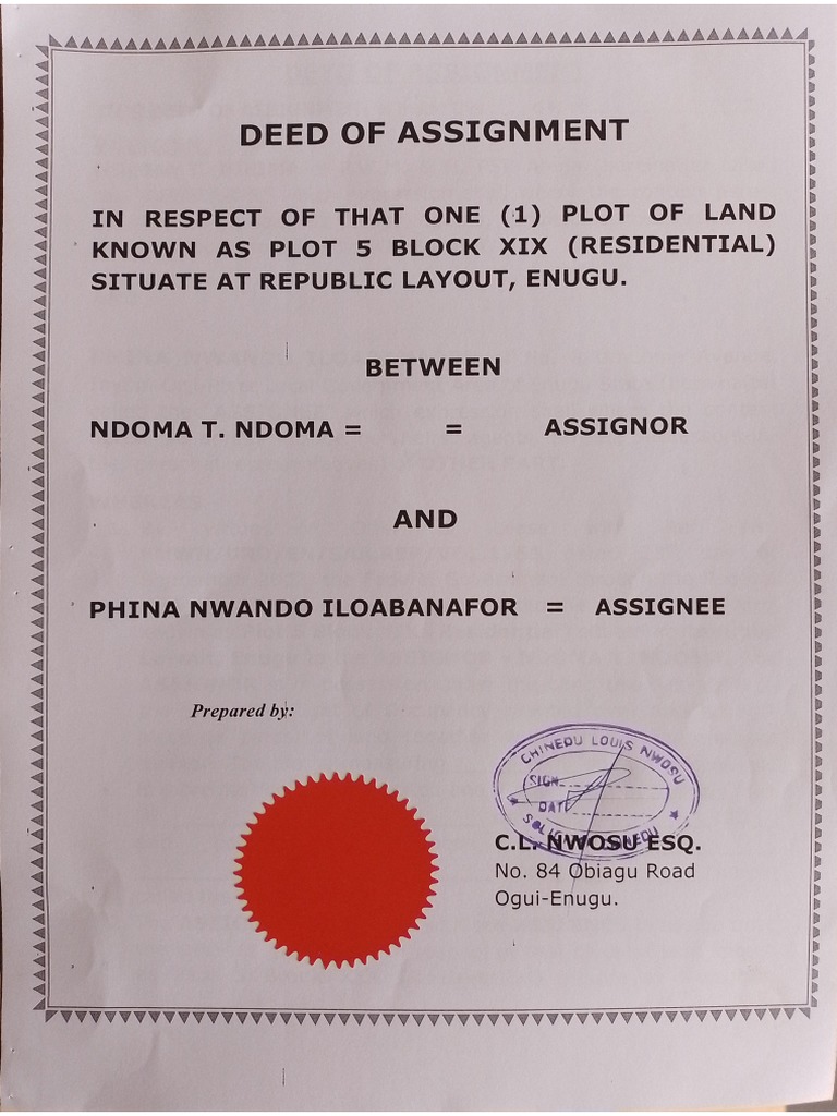 Deed of Assignment | PDF