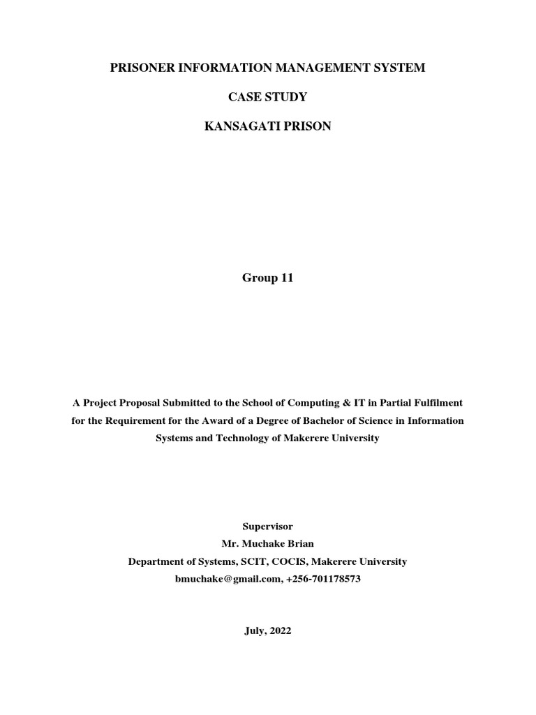 PMIS final proposal | PDF | Prison | Sampling (Statistics)