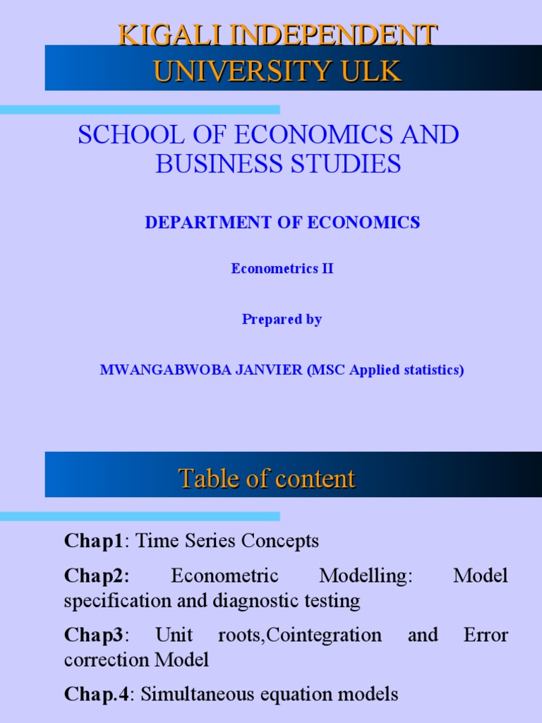 Econometrics Year 3 Eco | PDF | Ordinary Least Squares | Stationary Process
