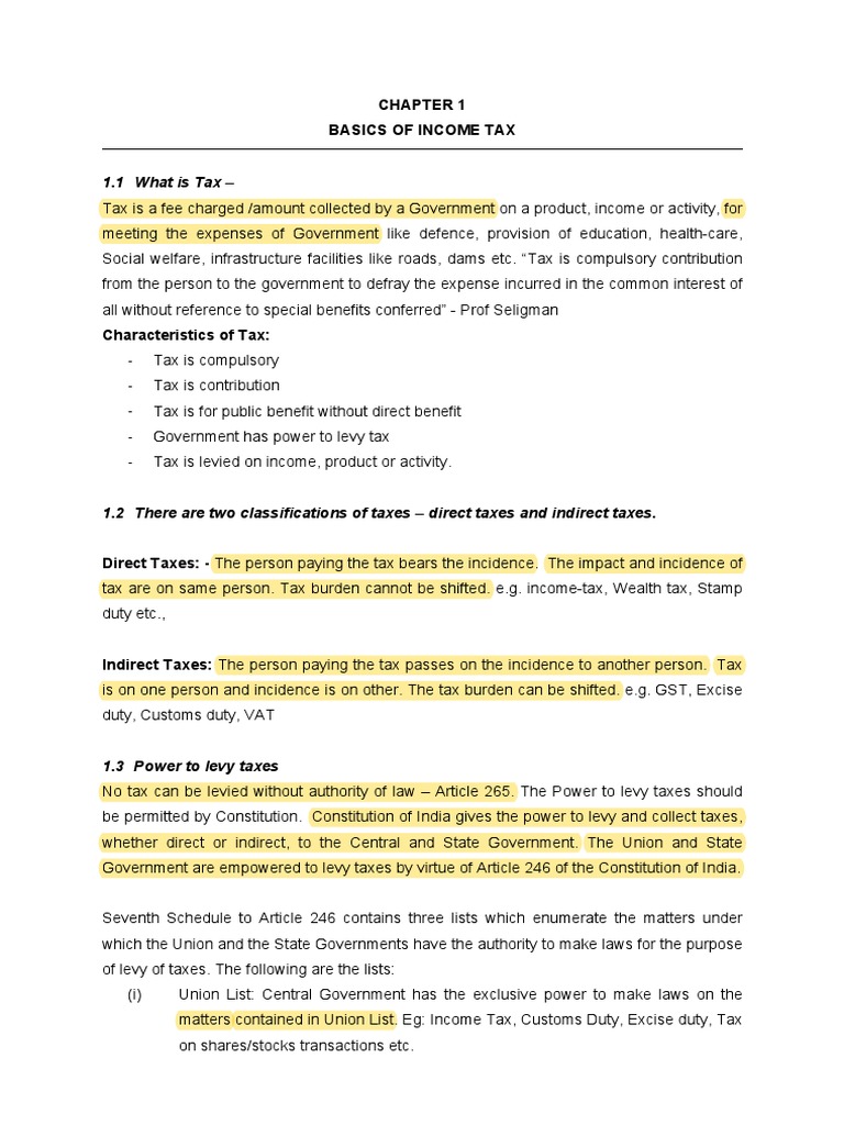 Chapter 1 Tax | PDF | Taxes | Income Tax