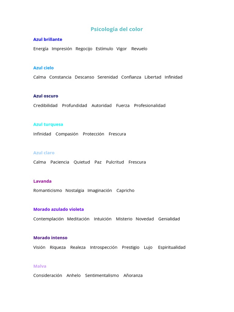 Psicología Del Color | PDF | Color | Verde