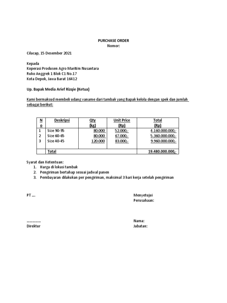 Contoh PO | PDF
