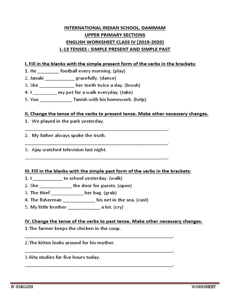 Tenses Worksheet | PDF | Grammatical Tense | Languages