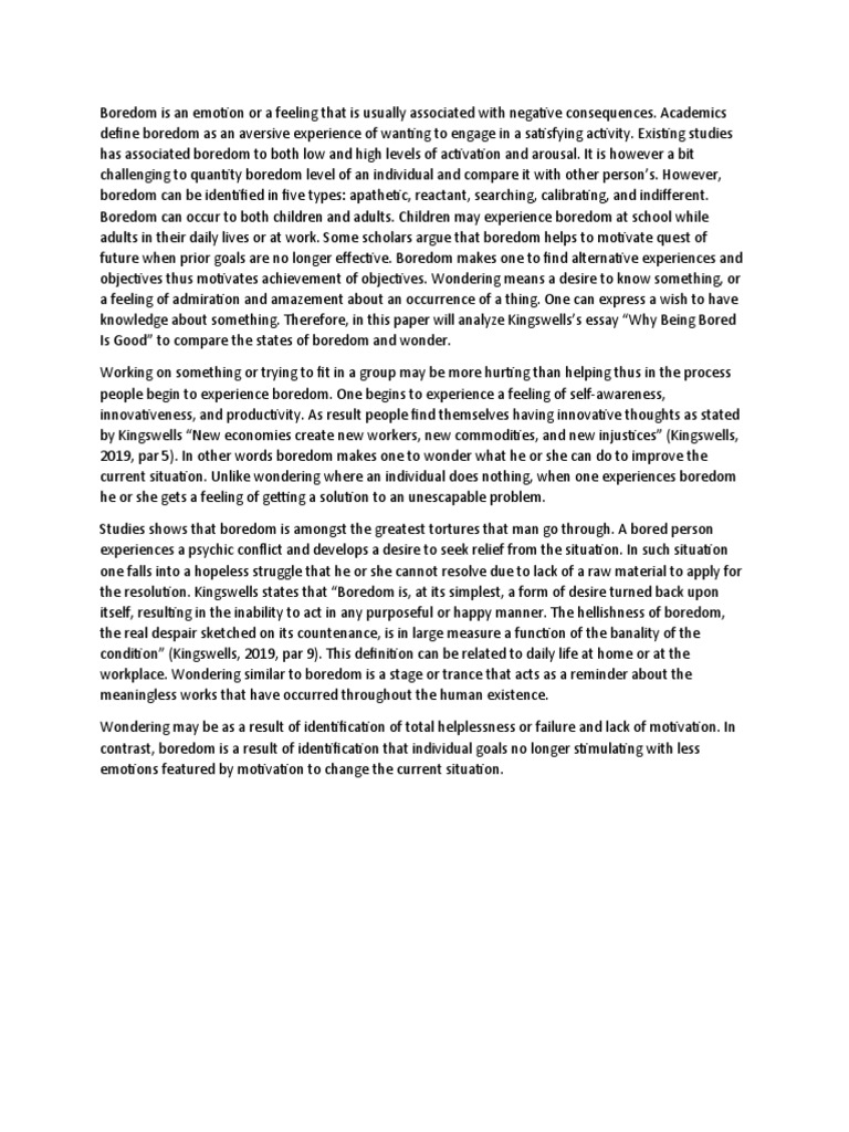 Boredom Is An Emotion or A Feeling That Is Usually Associated With ...