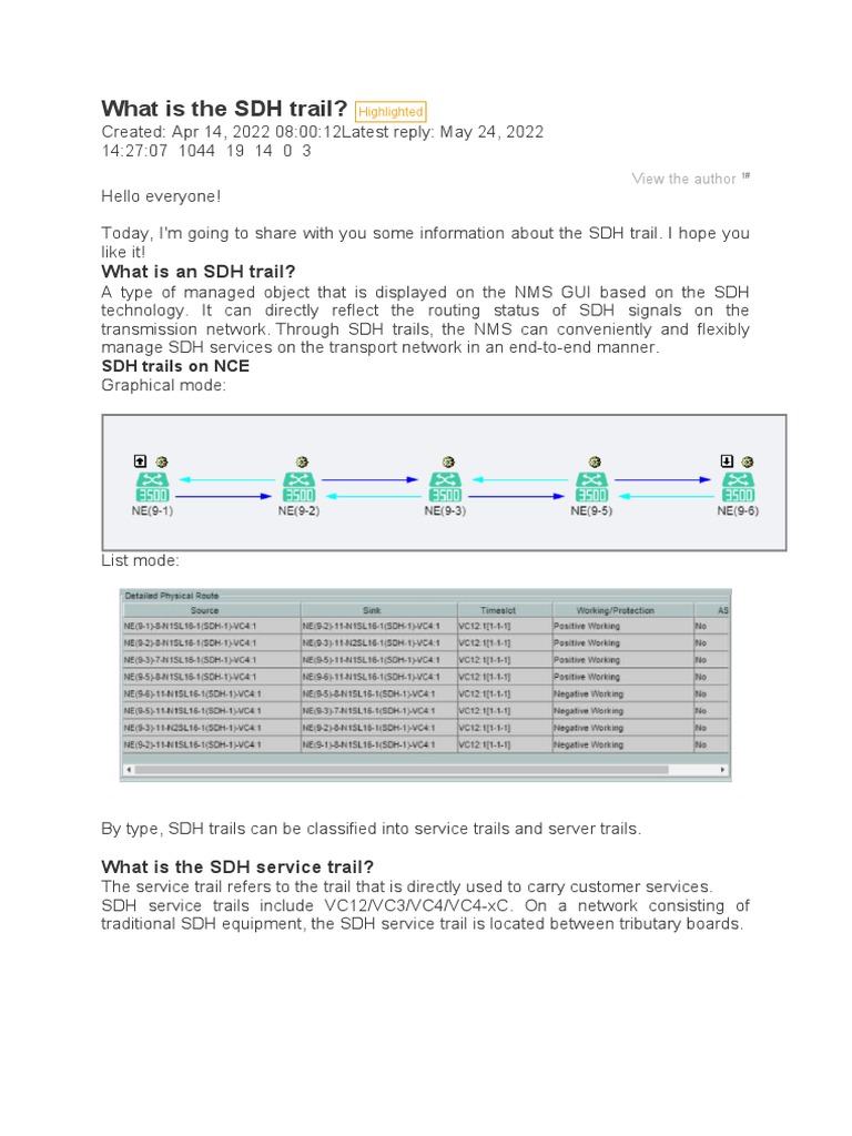 What Is The SDH Trail | PDF | Computer Network | Telecommunications ...