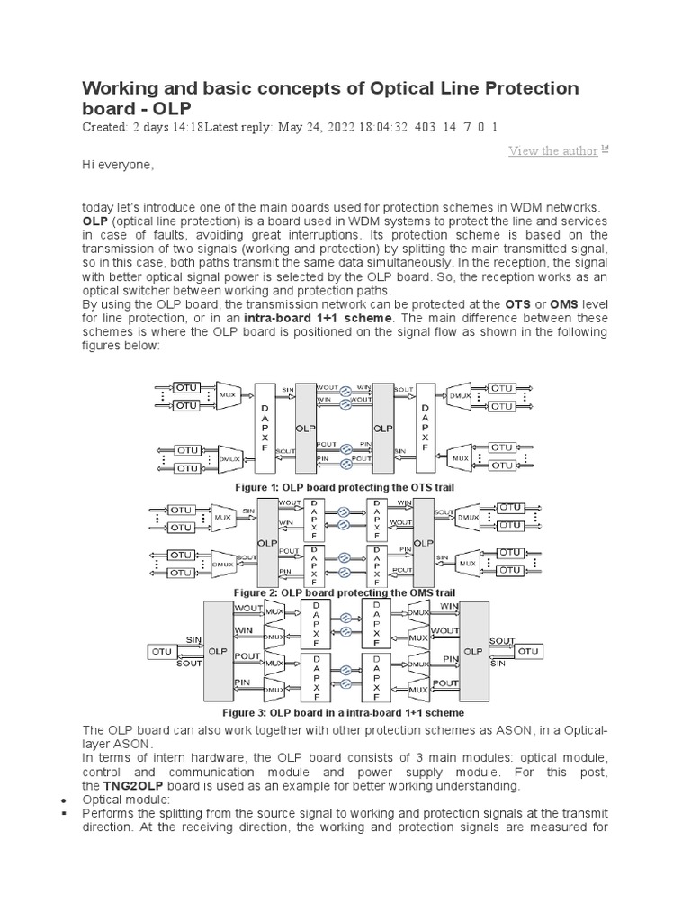 Working and Basic Concepts of Optical Line Protection Board OLP | PDF ...