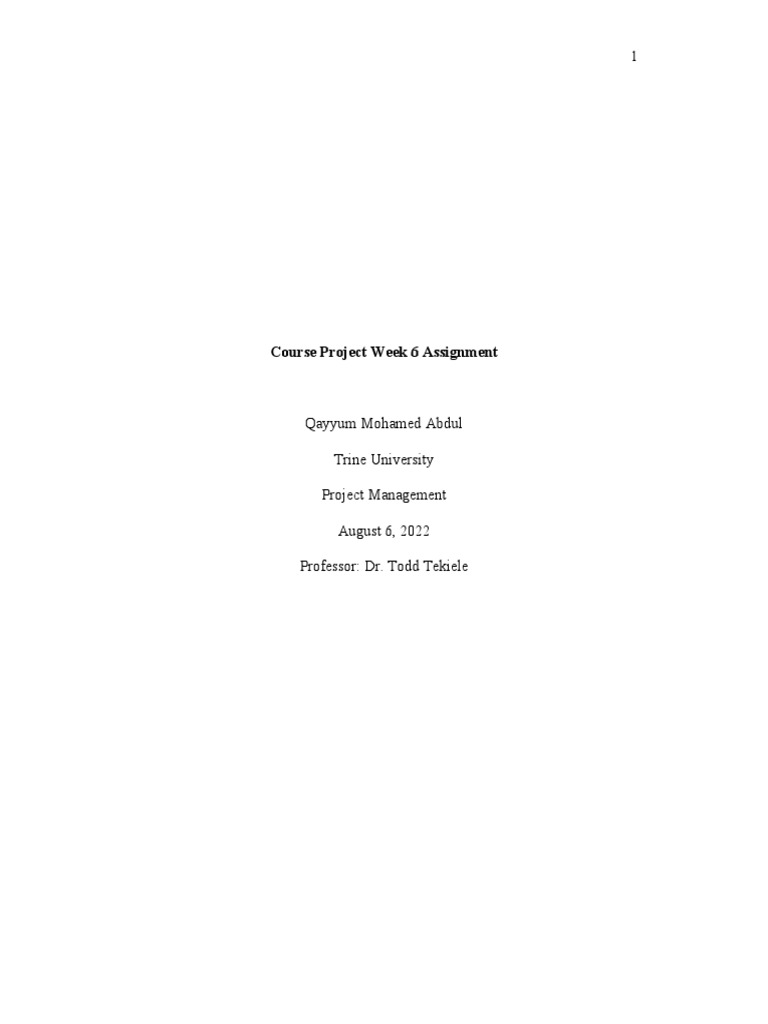 Course Project Week 6 Assignment | PDF | Risk | Project Management