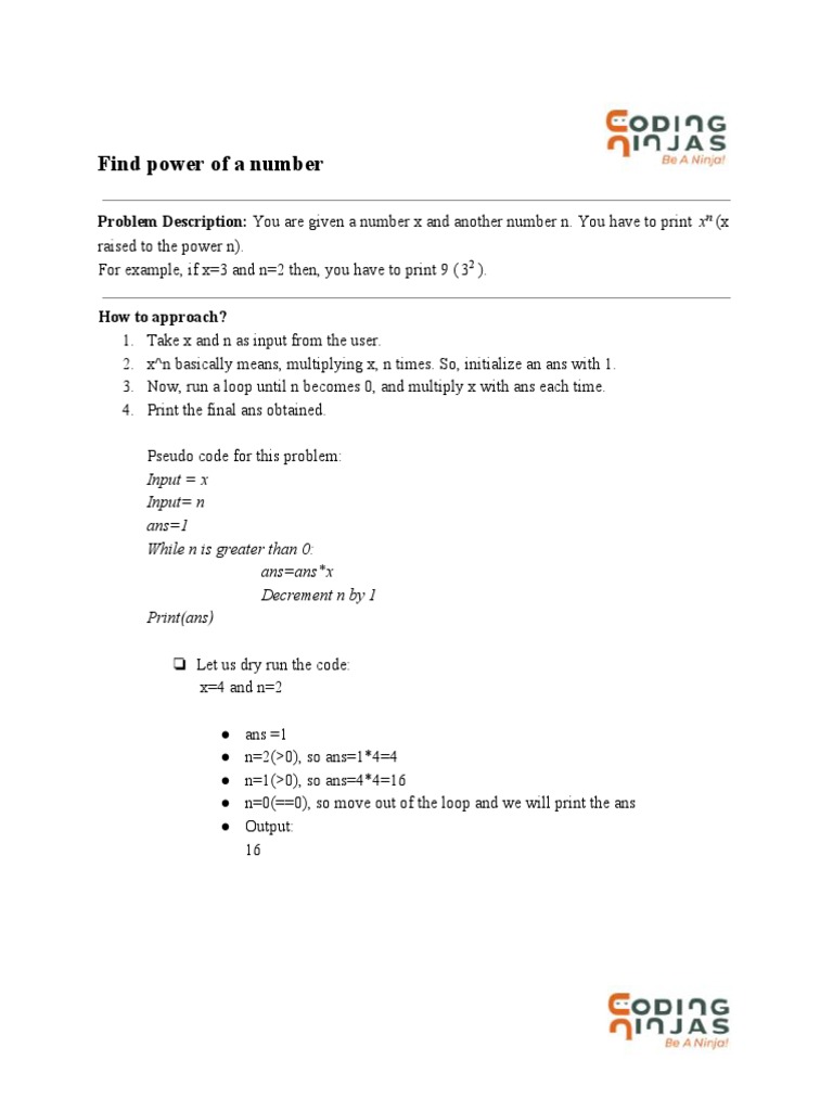 Find Power of A Number Editorial | PDF