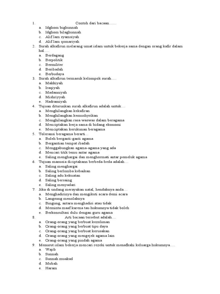 Soal Agama Bu Yuli | PDF