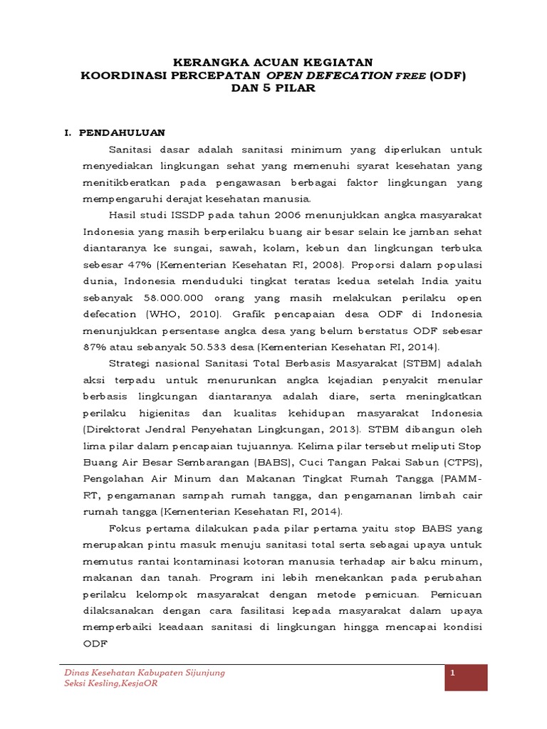 Kerangka Acuan Kegiatan Koordinasi Percepatan Open Defecation Free (ODF ...